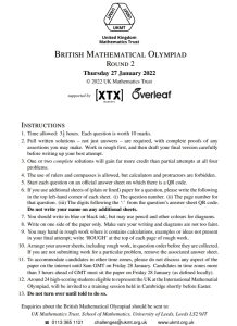 BMO数学竞赛2022年BMO Round 2真题在线做！附奖项介绍 - British Mathematical Olympiad(BMO)