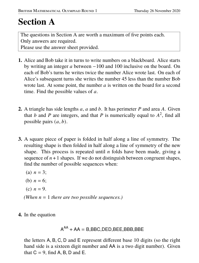 2021年BMO1数学竞赛真题+答案解析