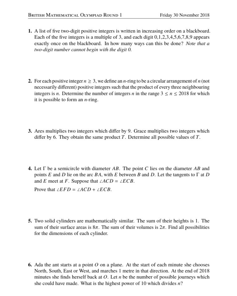 2019年BMO数学竞赛BMO1真题