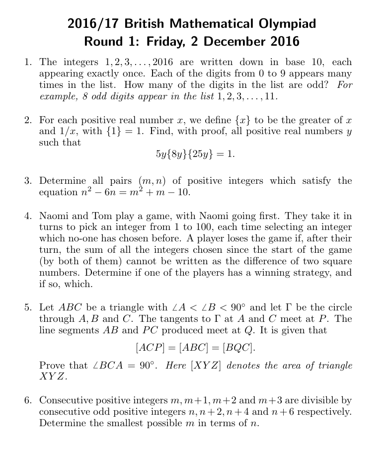2017年BMO数学竞赛BMO1真题