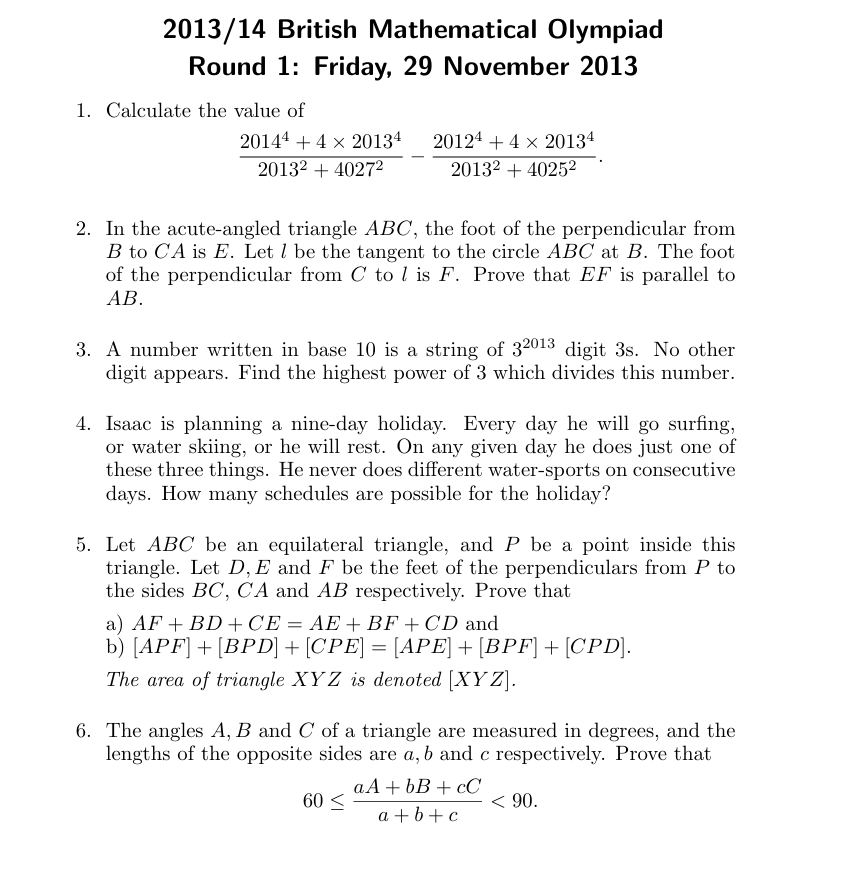 2014年BMO数学竞赛BMO1真题