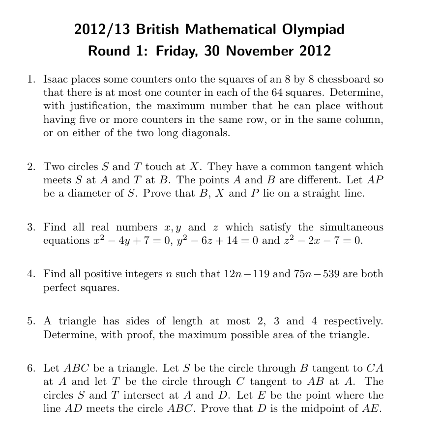 2013年BMO数学竞赛BMO1真题