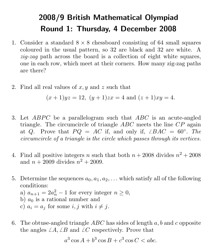 2009年BMO数学竞赛BMO1真题