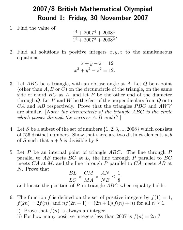 2008年BMO数学竞赛BMO1真题