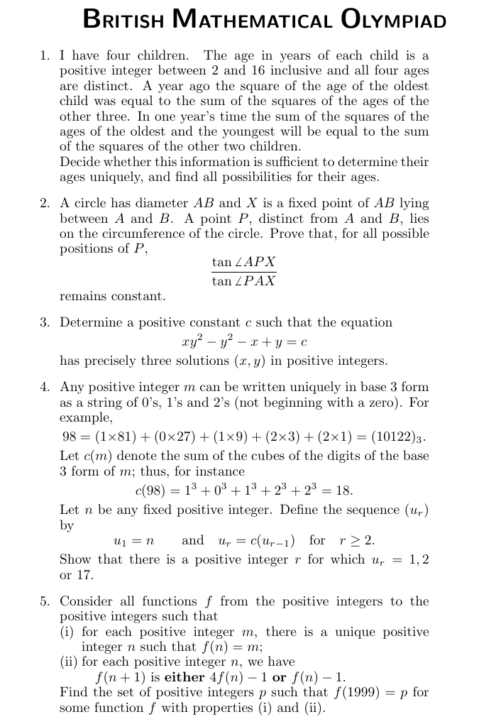 1999年BMO数学竞赛BMO1真题
