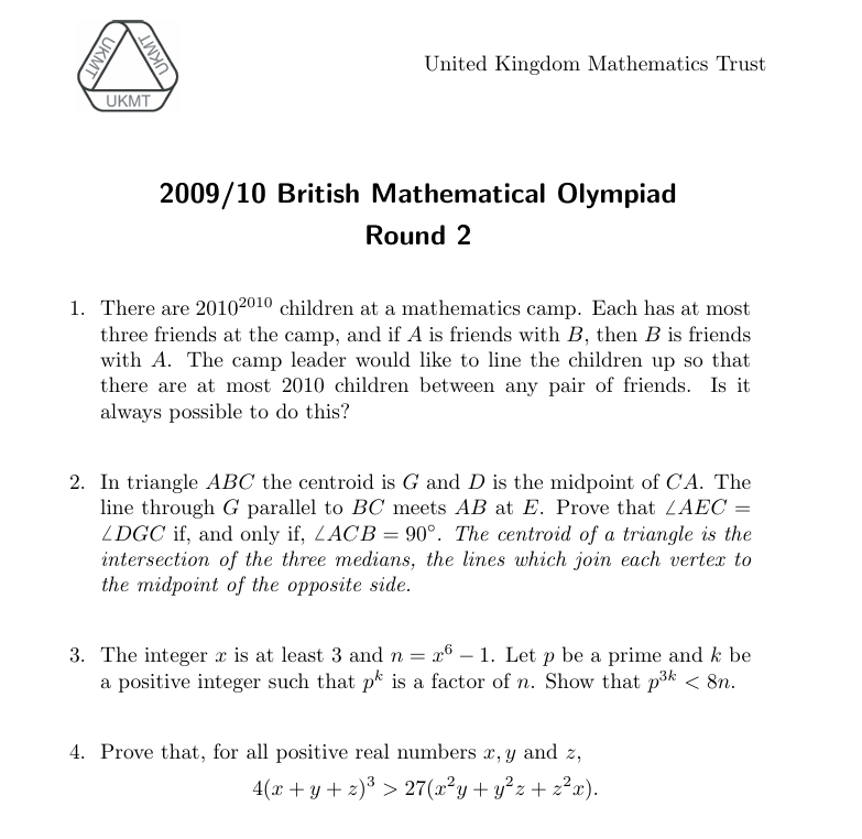 2010年BMO数学竞赛BMO2真题